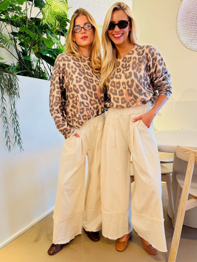 LIZZY Wide Leg JeansPants by Mei-li -- White - MAAT M/L - LAATSTE STUK ...